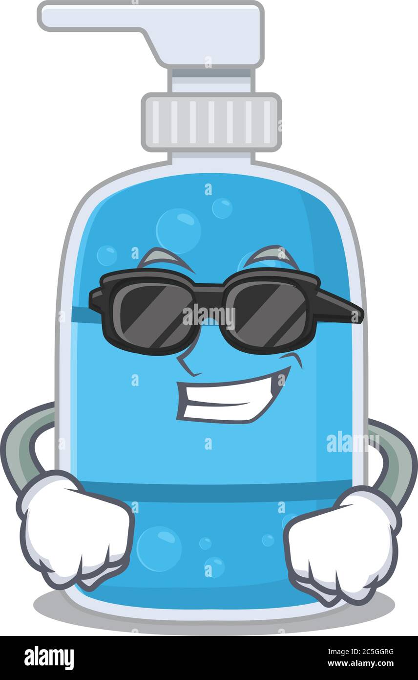 cartoon character of hand wash gel wearing classy black glasses Stock ...