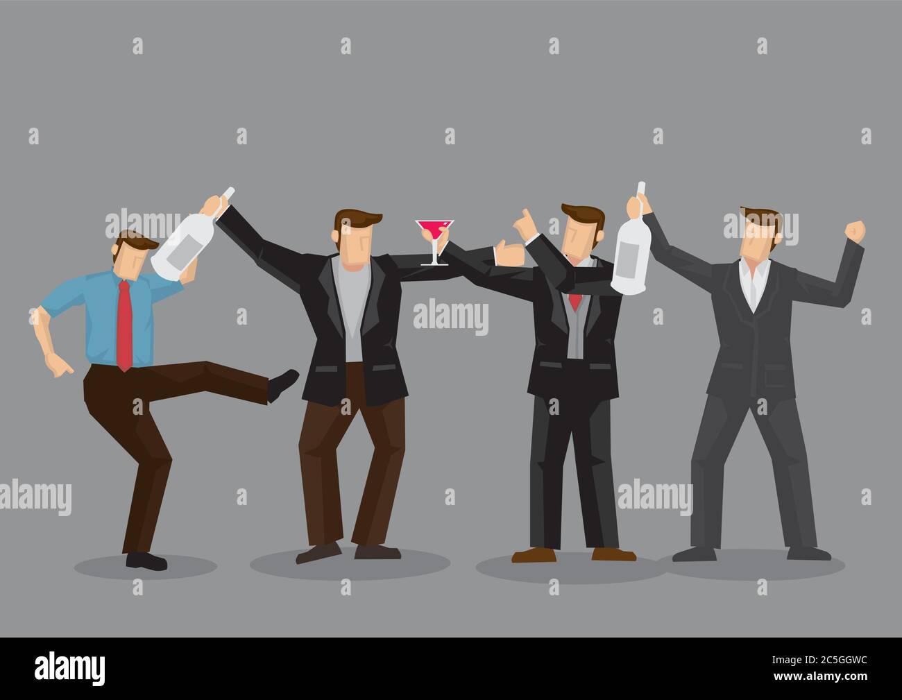 Cartoon adult men drinking alcoholic beverages and making merry ...