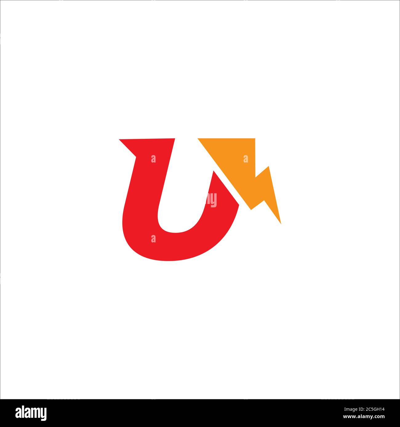 Letter U Initial Logo Design Template. Alphabet with Thunder Shape Logo ...