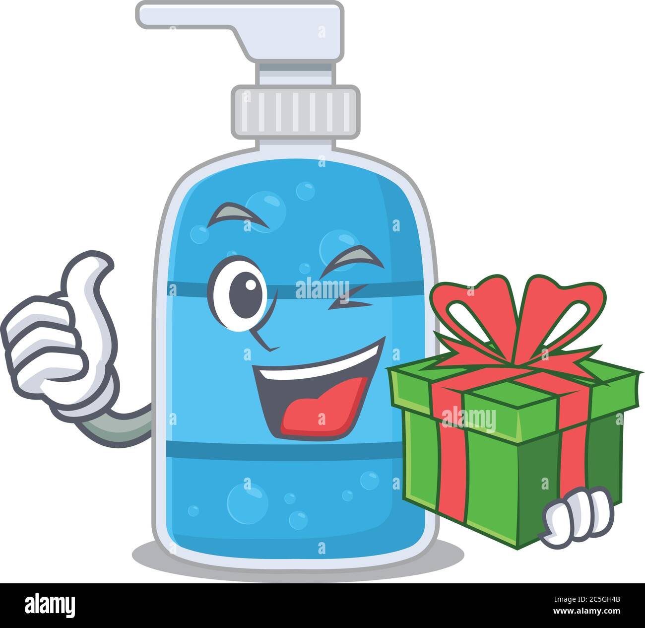 joyful hand wash gel cartoon character with a big gift box Stock Vector ...