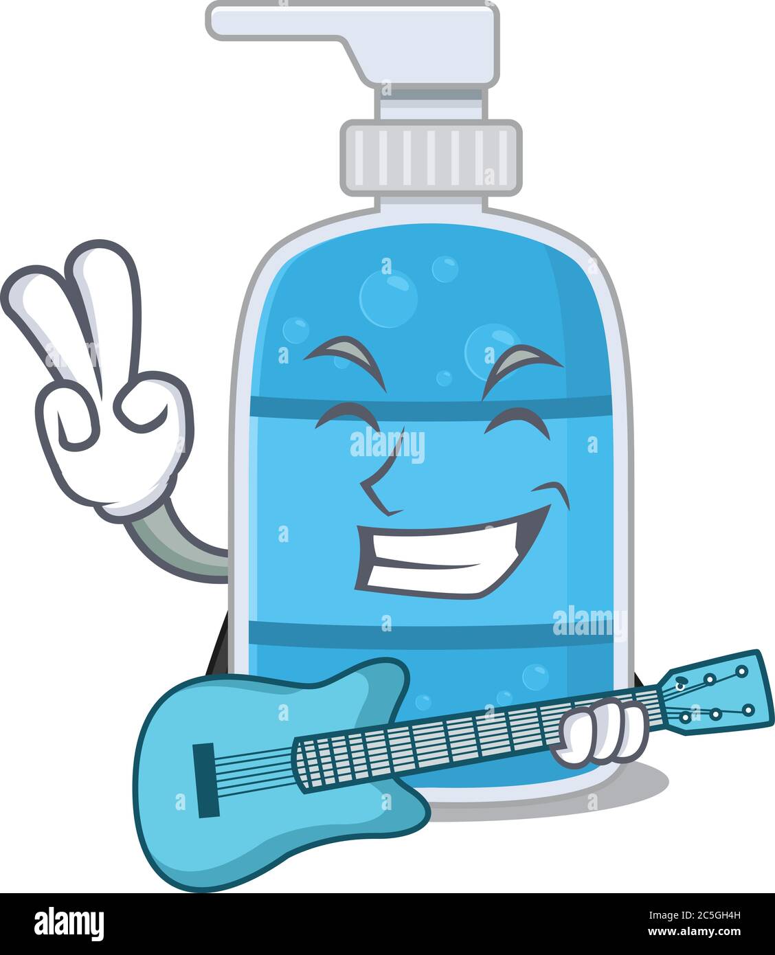 brilliant musician of hand wash gel cartoon design playing music with a ...