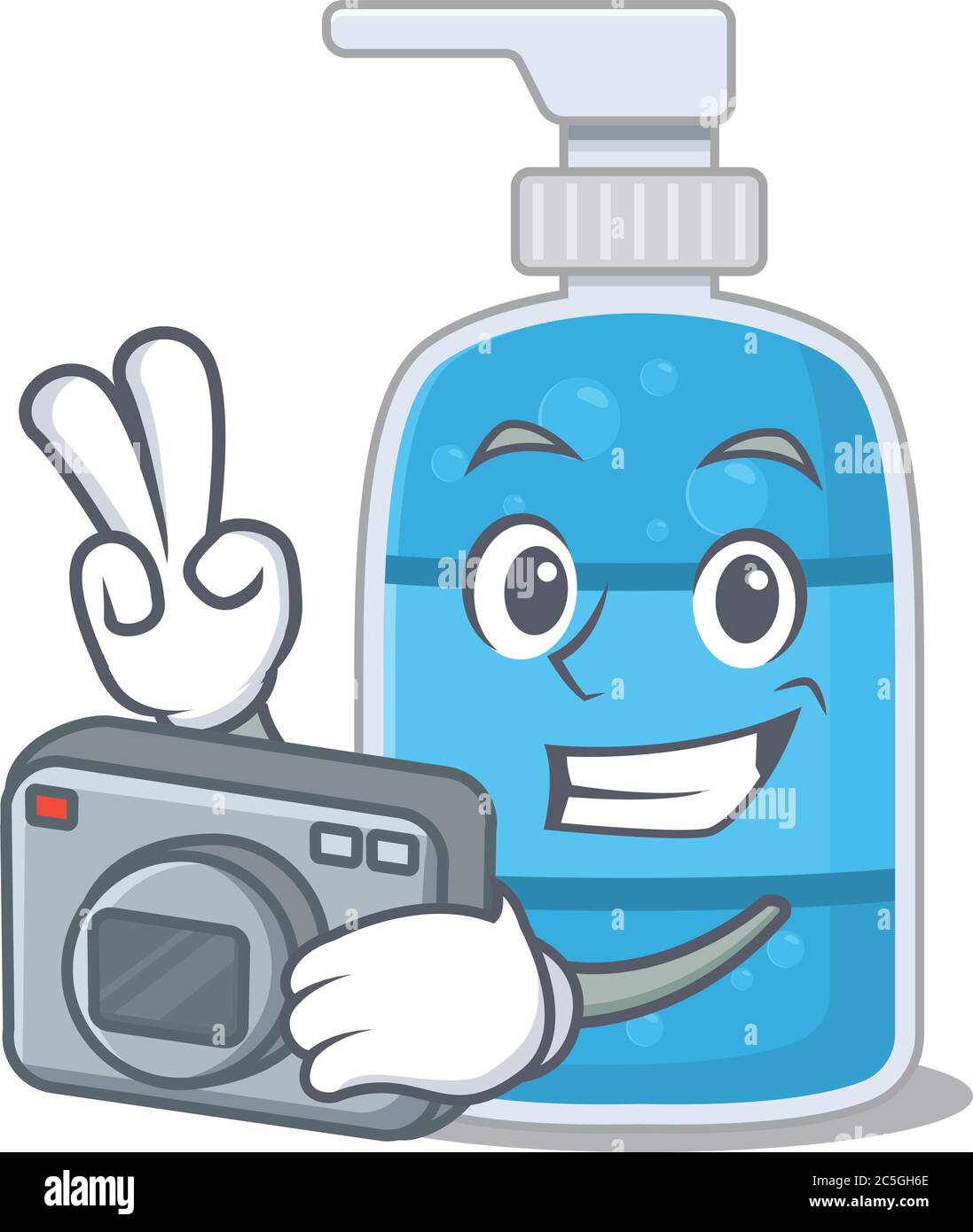 a professional photographer hand wash gel cartoon picture working with ...