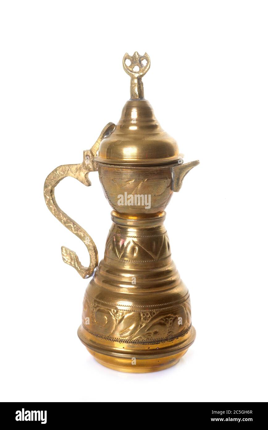 brass teapot in front of white background Stock Photo - Alamy