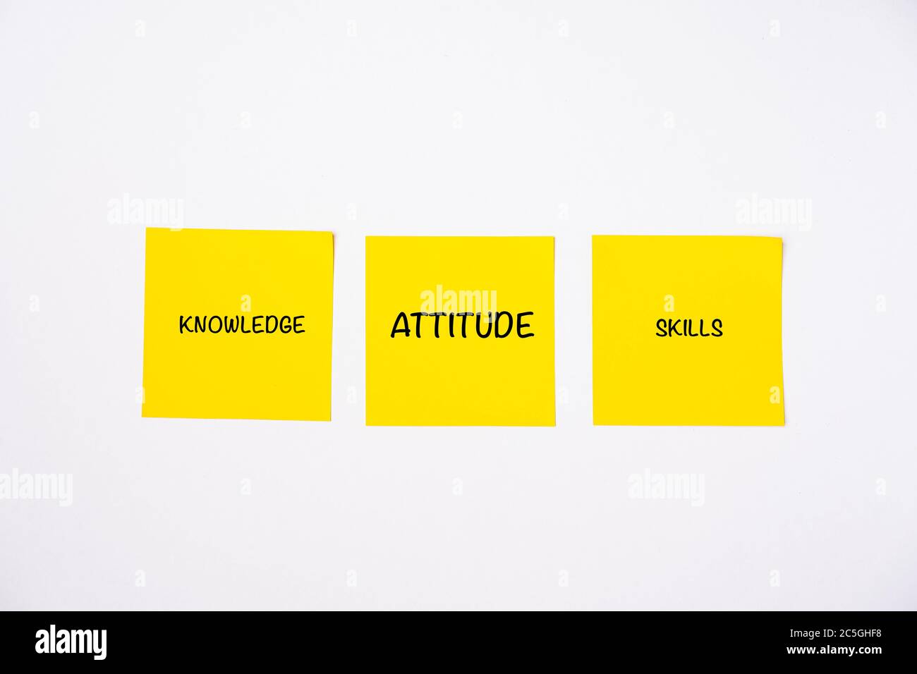 Knowledge, Attitude and Skills wordings on sticky notes isolated ...