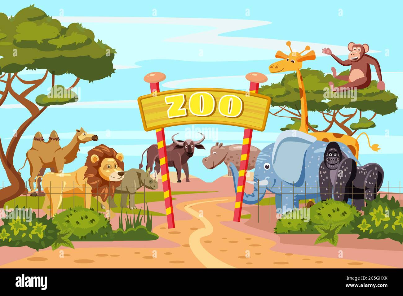 Cartoon Zoo Gate