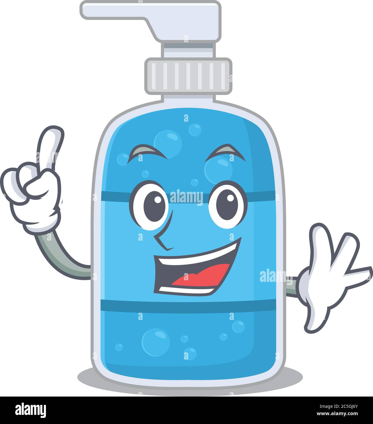 Hand wash gel caricature design style with one finger gesture Stock ...
