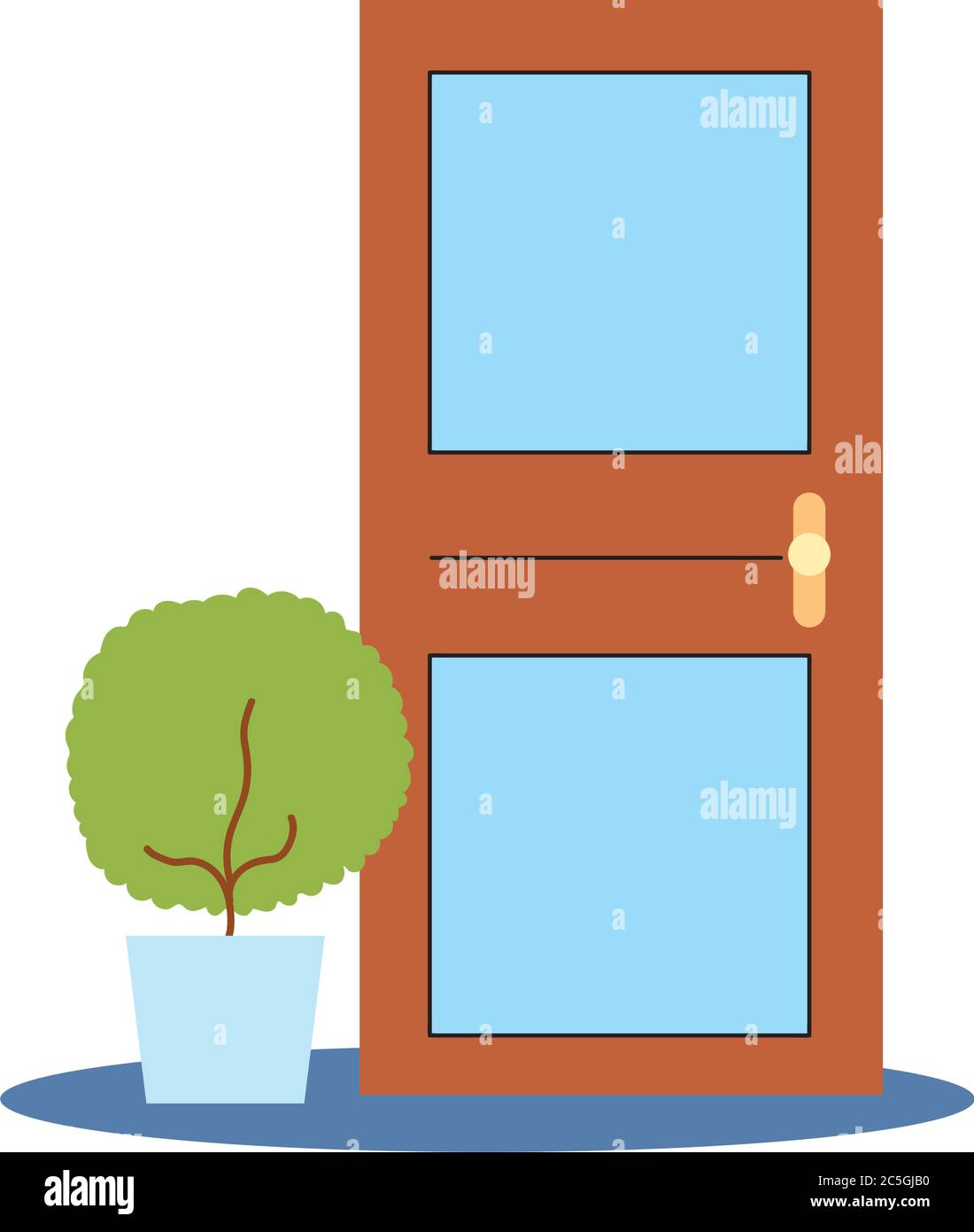 House door with plant inside pot design, Home real estate building ...