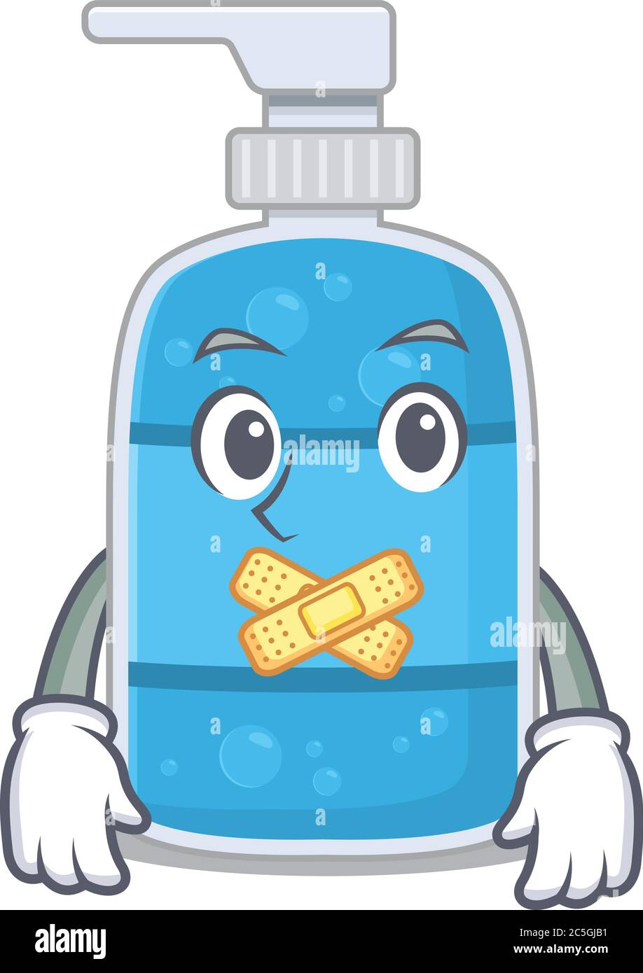 Hand wash gel cartoon character style having strange silent face Stock ...