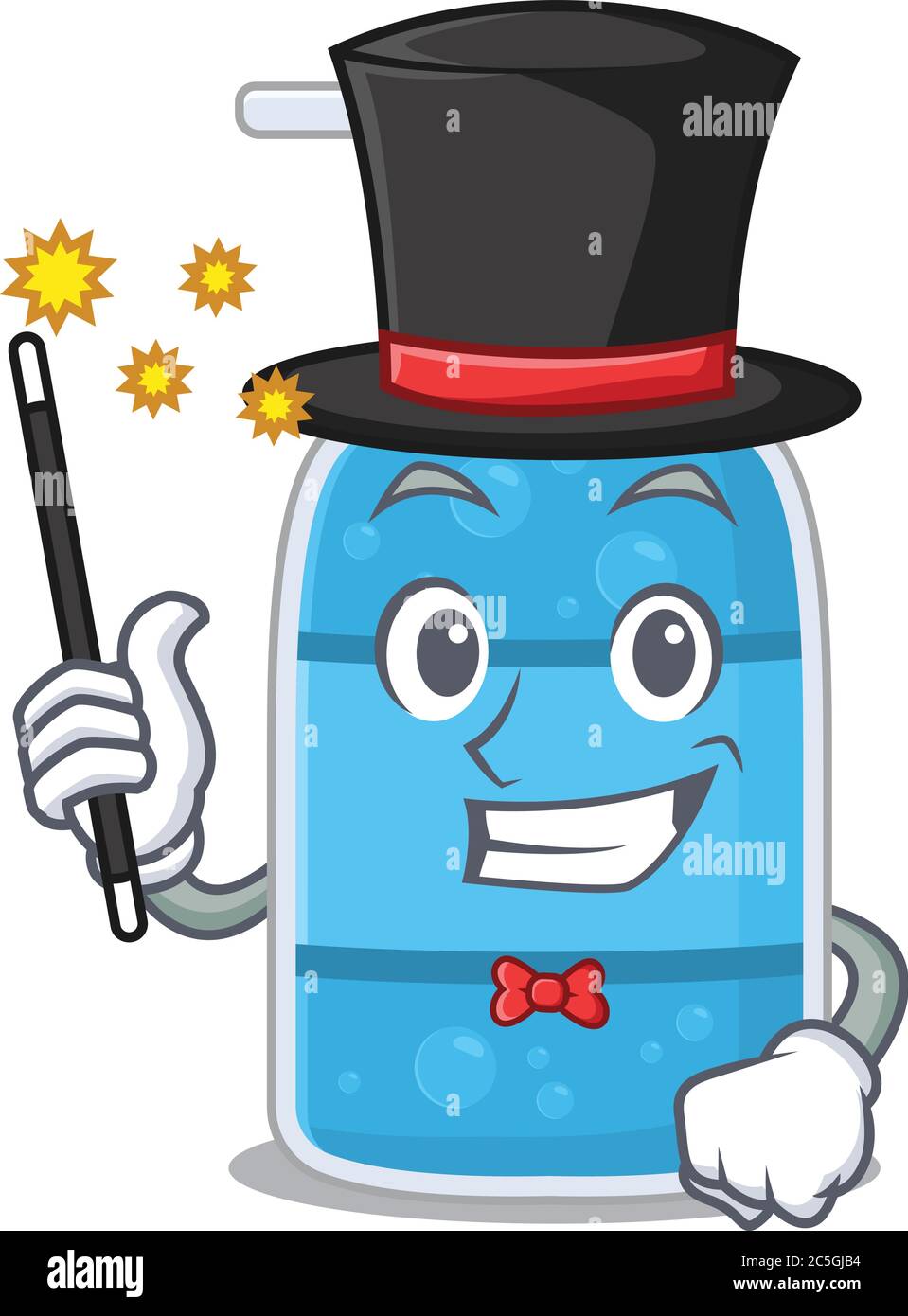 A gorgeous smart Magician of hand wash gel cartoon design style Stock ...