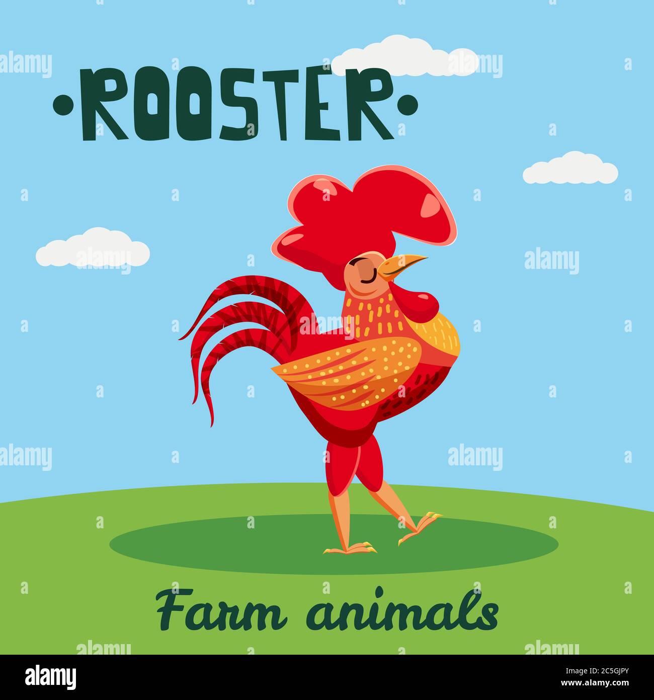 Cute Rooster farm animal character, farm animals, vector illustration ...