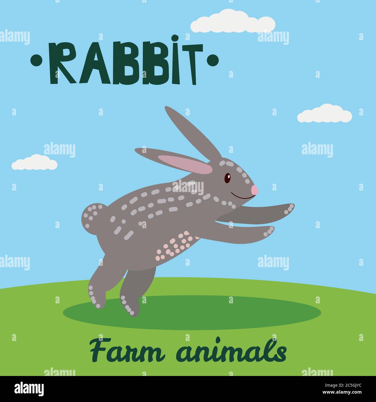 Cute Rabbit farm animal character, farm animals, vector illustration on ...