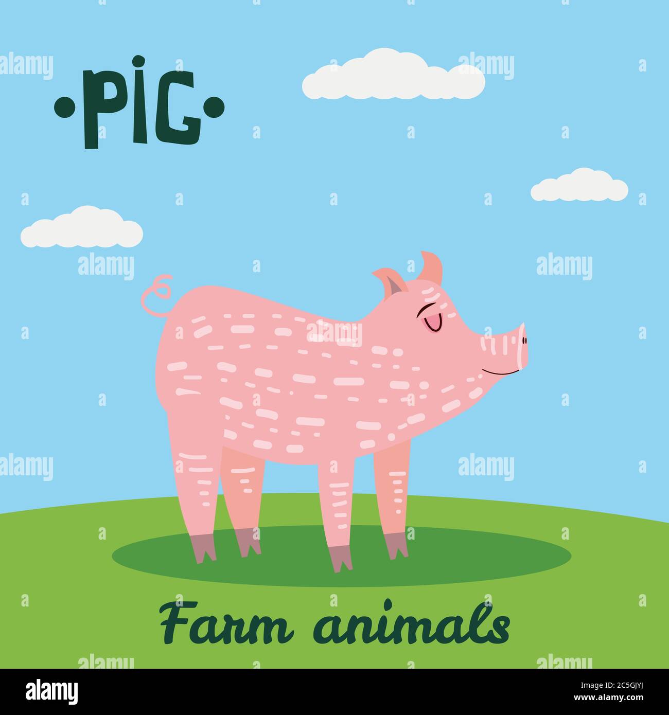 Cute Pig farm animal character, farm animals, vector illustration on ...