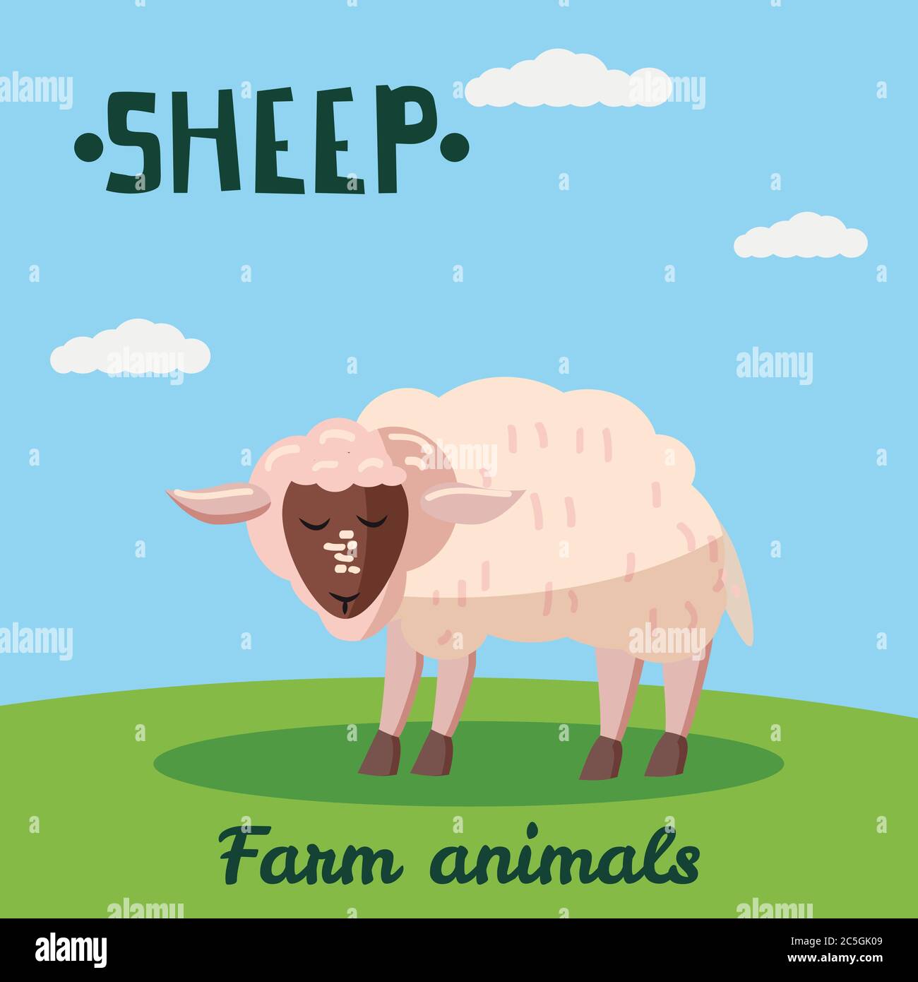 Cute Sheep farm animal character, farm animals, vector illustration on ...