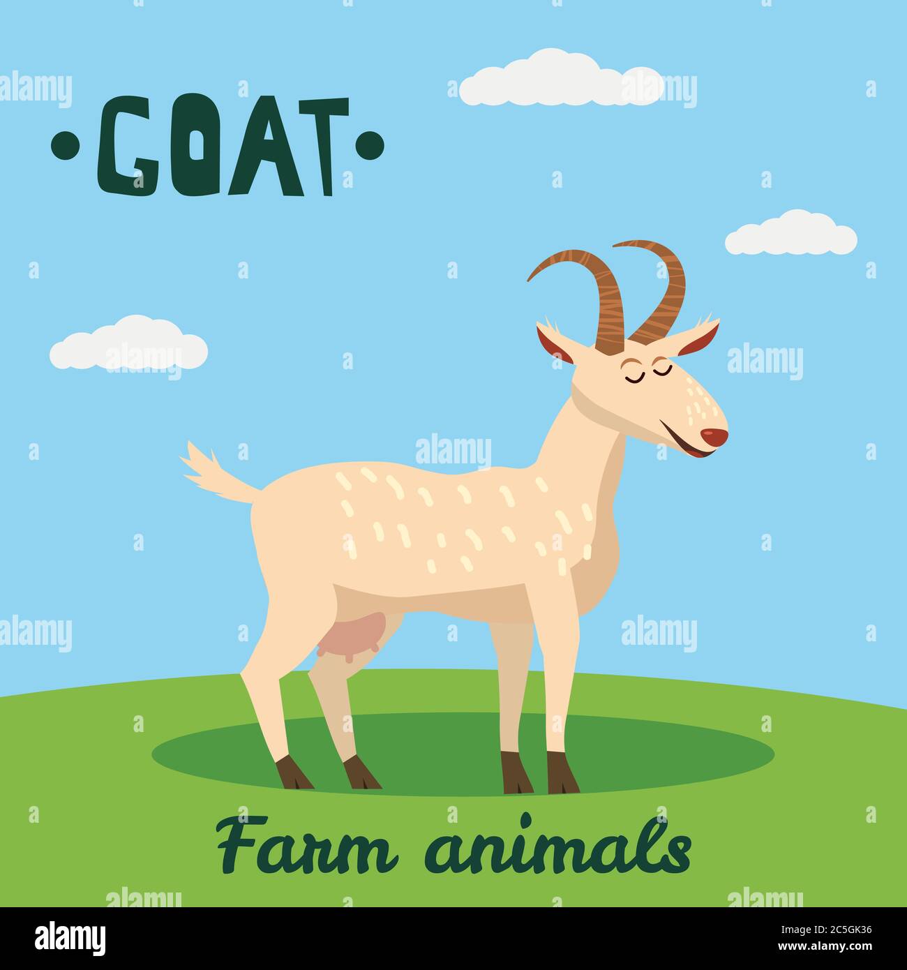 Cute Goat farm animal character, farm animals, vector illustration on ...