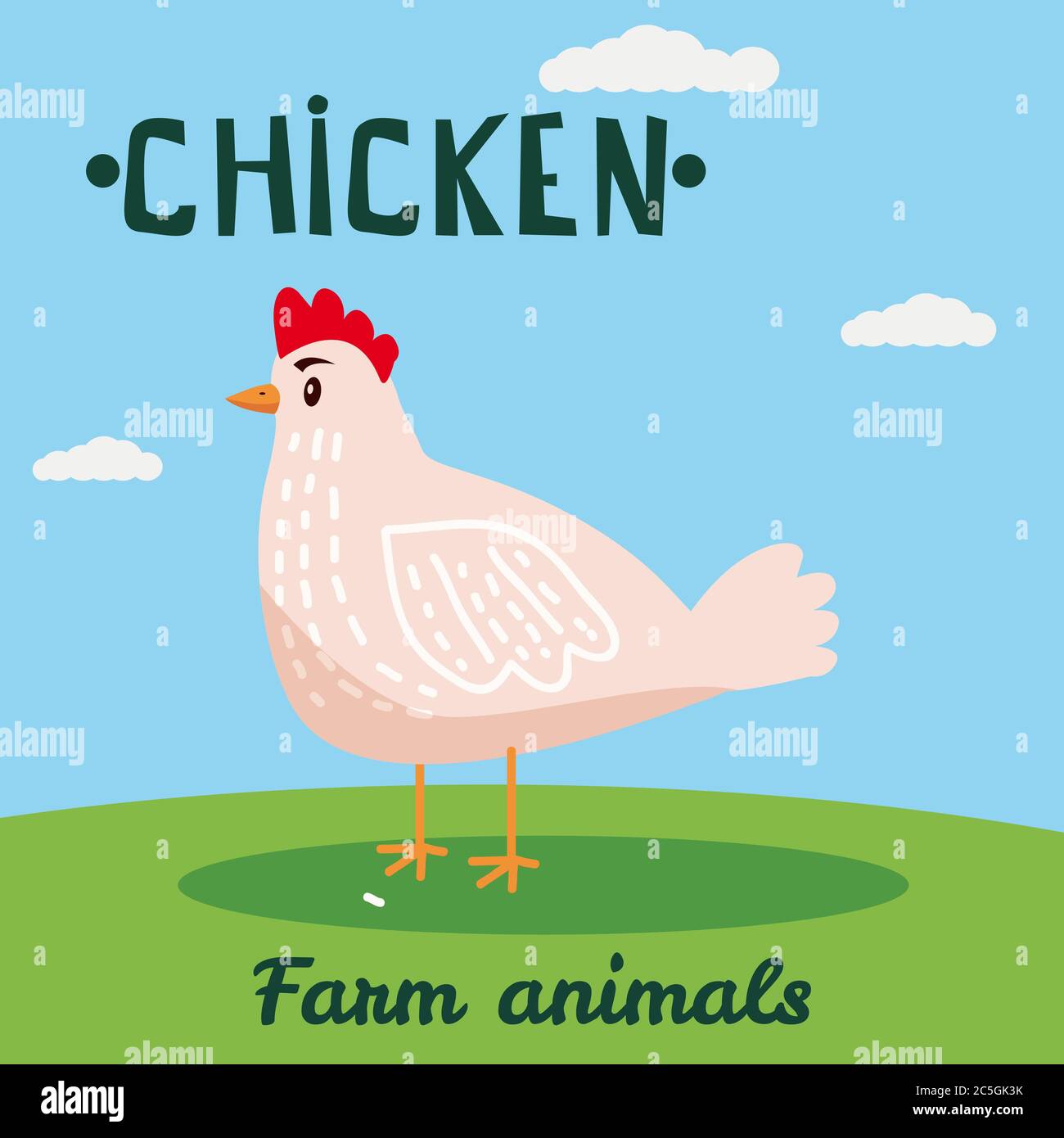 Cute Chicken farm animal character, farm animals, vector illustration ...