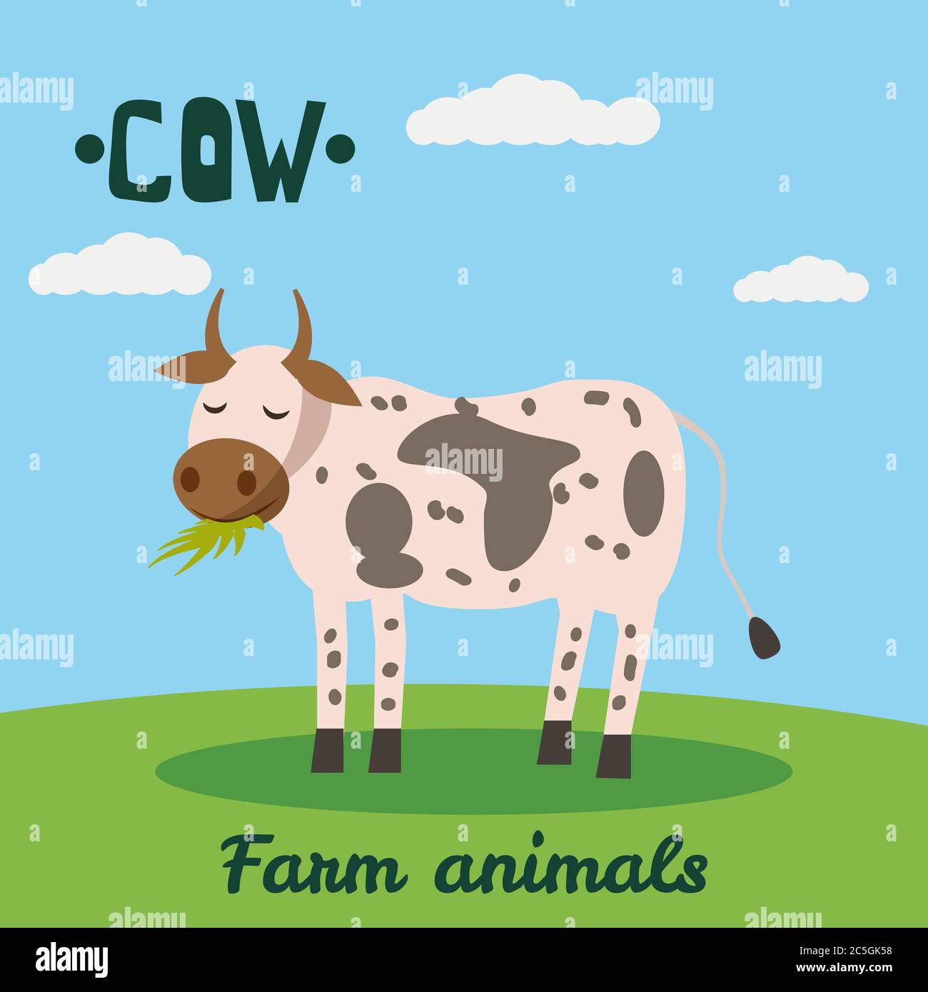 Cute Caw farm animal character, farm animals, vector illustration on ...