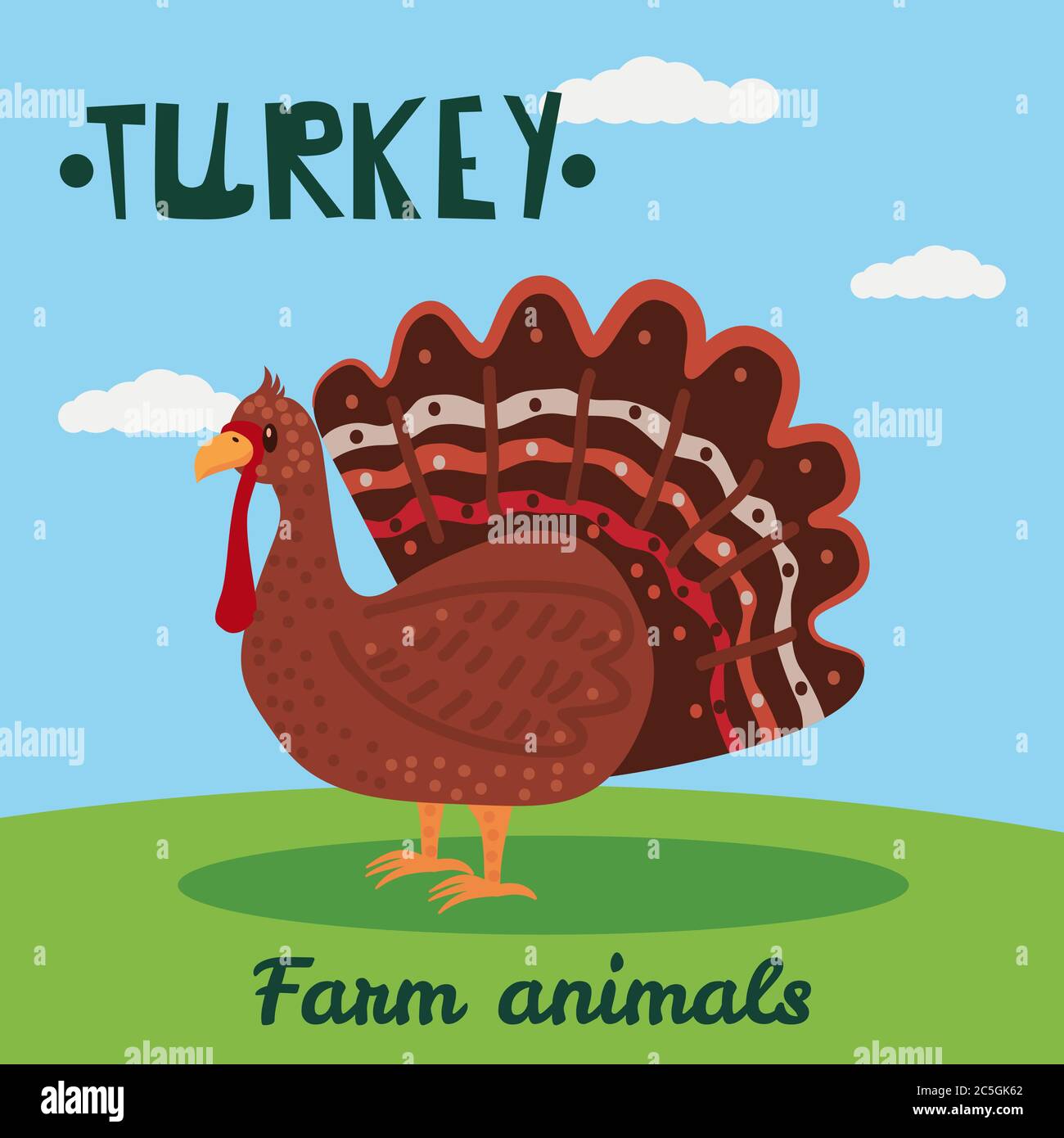 Cute Turkey bird farm animal character, farm animals, vector ...