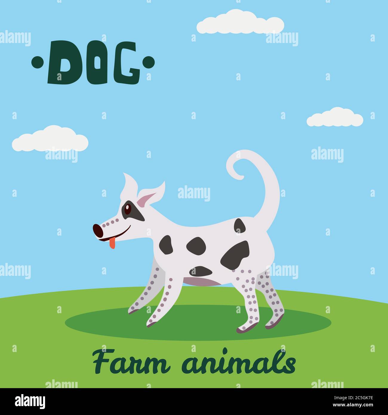 Cute Dog, farm animal character, farm animals, vector illustration on ...