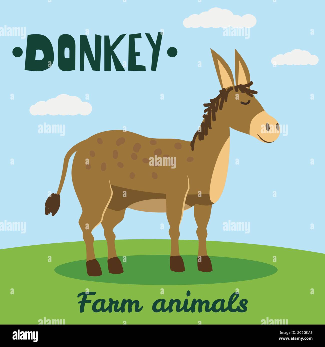 Cute Donkey farm animal character, farm animals, vector illustration on ...