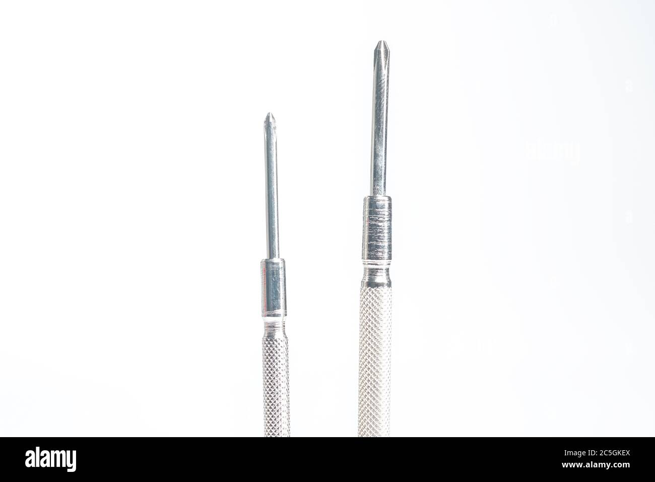 a set of mini screwdrivers isolated against white background Stock ...