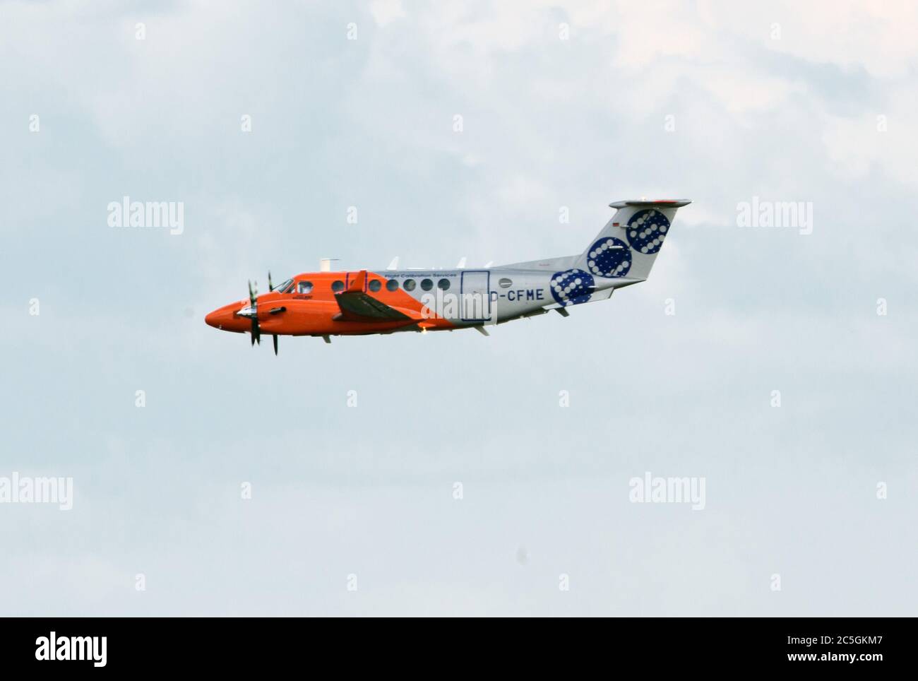 02 July 2020, Brandenburg, Schönefeld: A small aircraft Beechcraft King ...