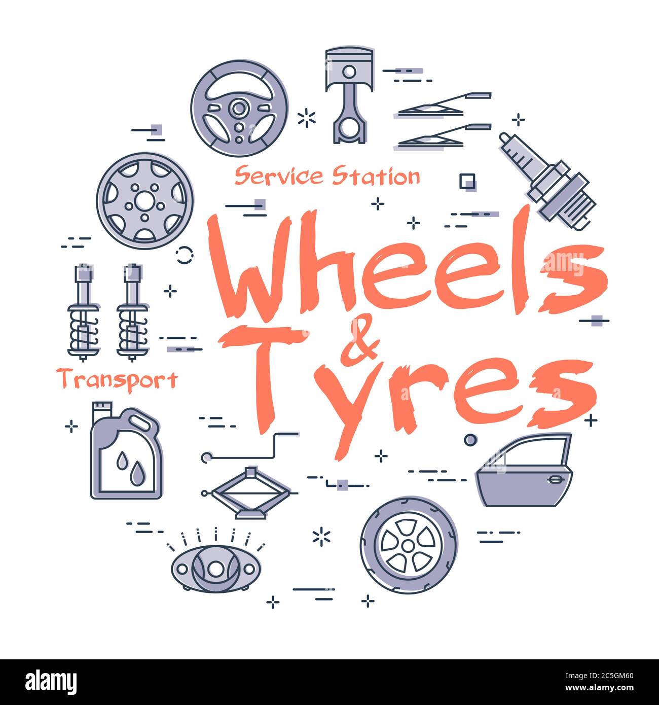 Vector line round banner of wheels and tyres Stock Vector Image & Art ...