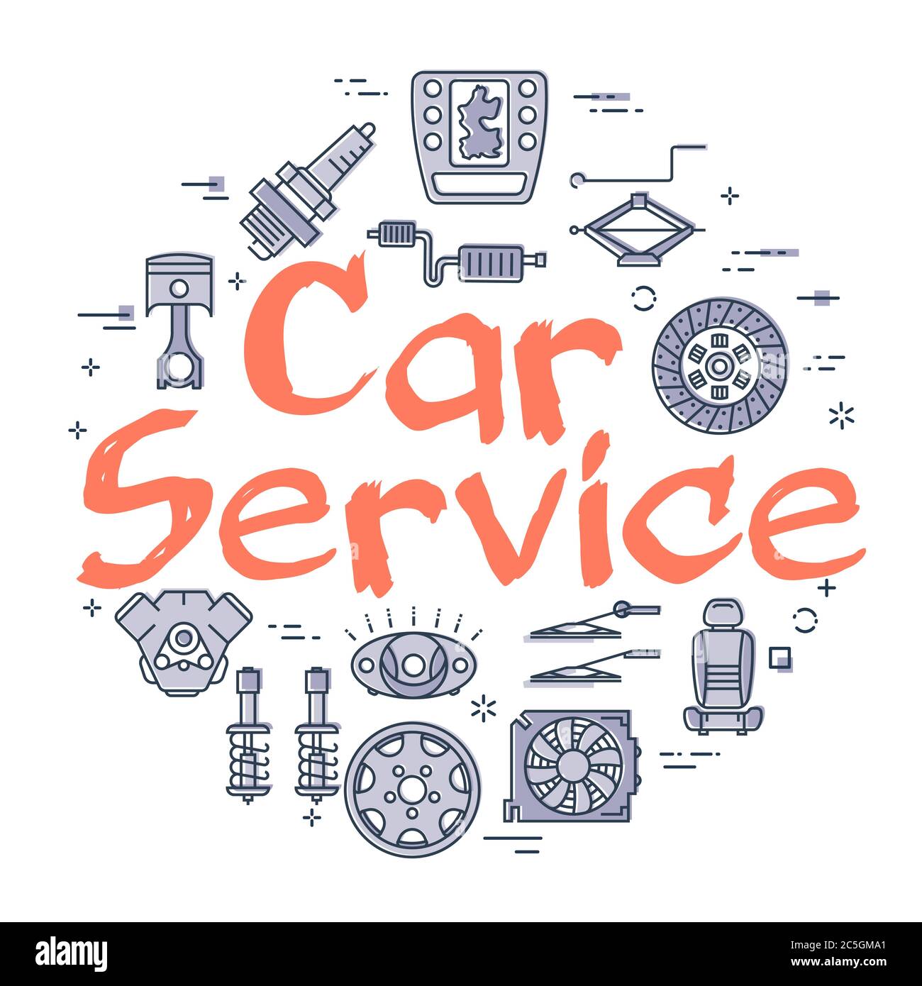 Vector line round banner with text Car Service Stock Vector Image & Art ...