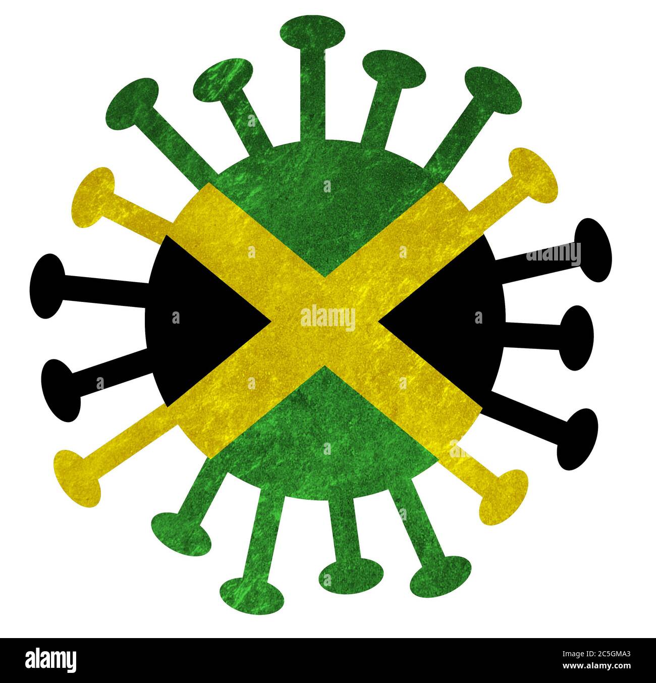 The national flag of Jamaica with corona virus or bacteria - Isolated ...