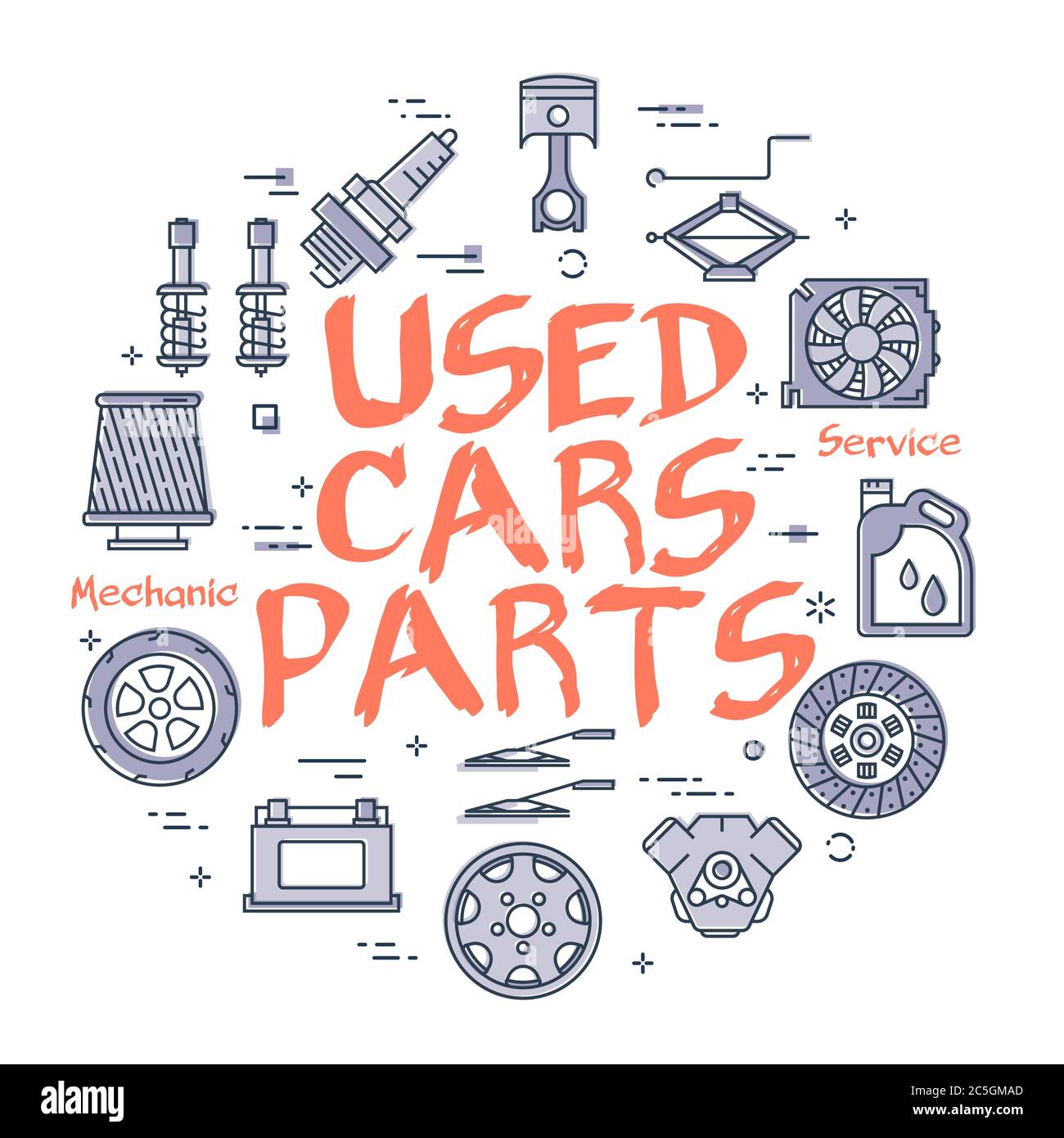Used auto parts Stock Vector Images - Alamy