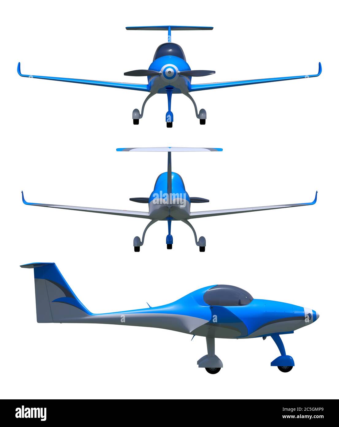 3d render of a light sport aircraft. Small general aviation plane model ...