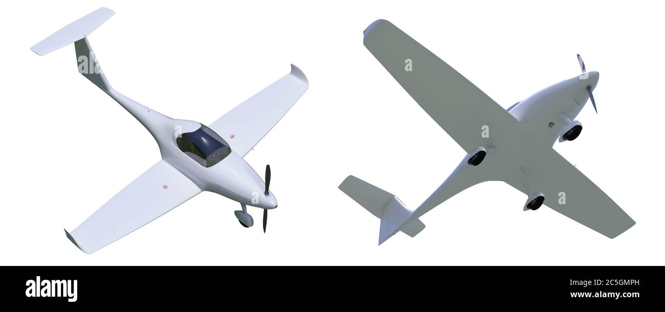 3d render of a light sport aircraft. Small general aviation plane model ...