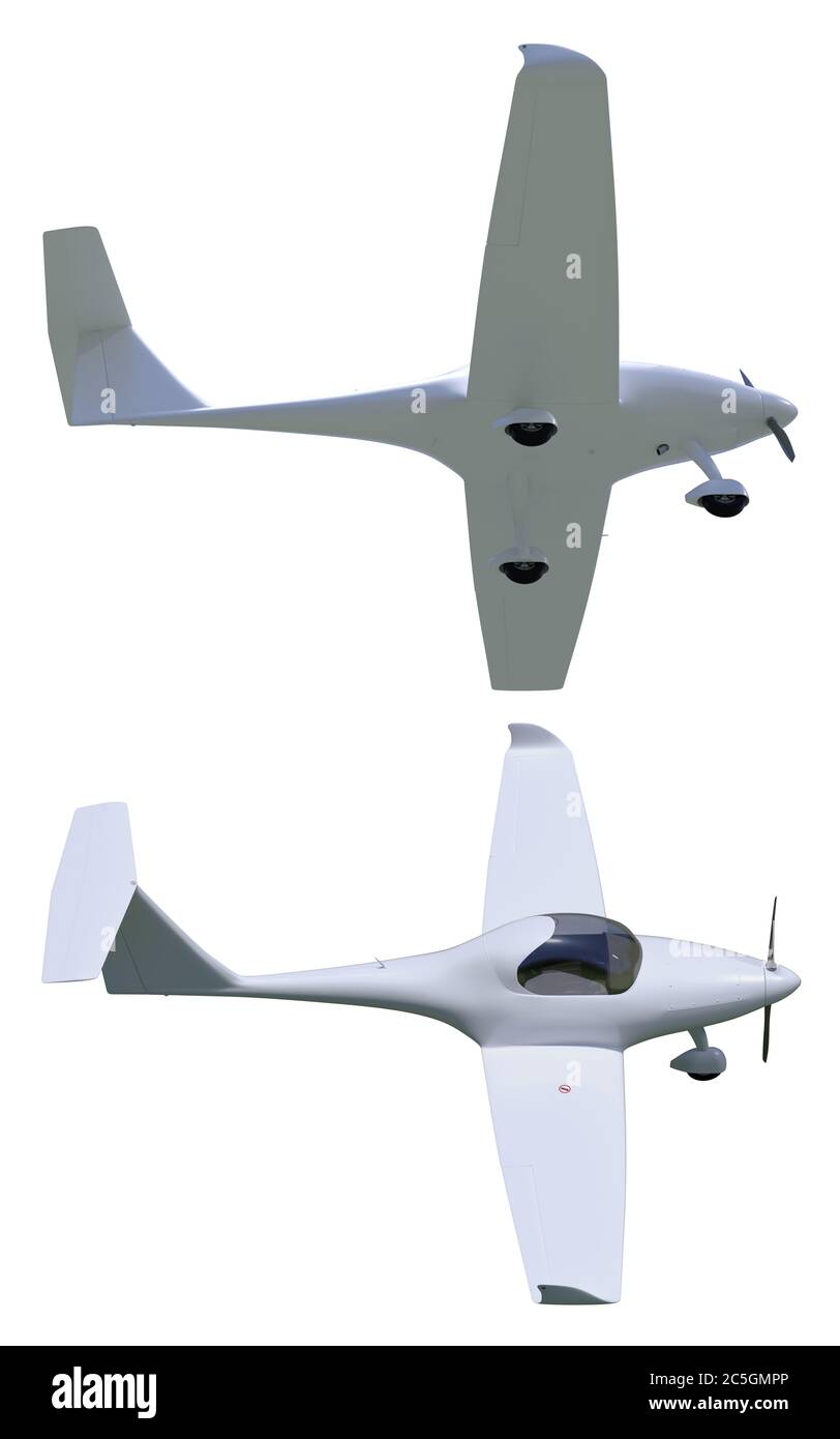 3d render of a light sport aircraft. Small general aviation plane model ...