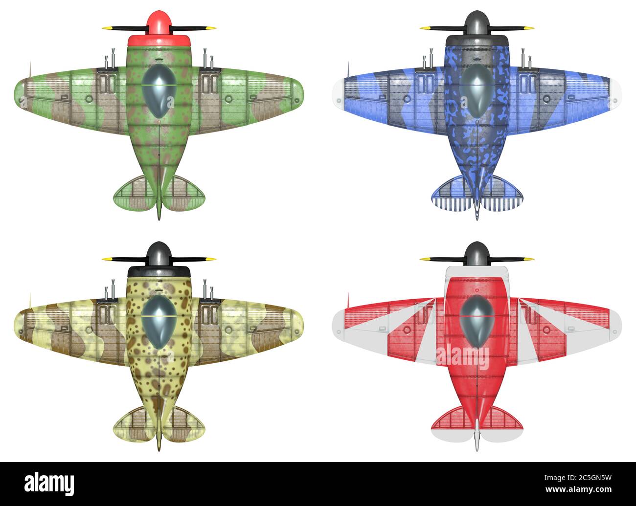 3D model of an stylized cartoon oldschool single engine fighter ...