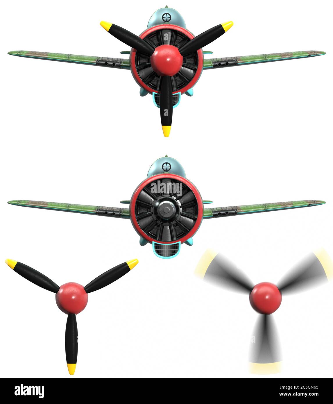 3D model of an stylized cartoon oldschool single engine fighter ...