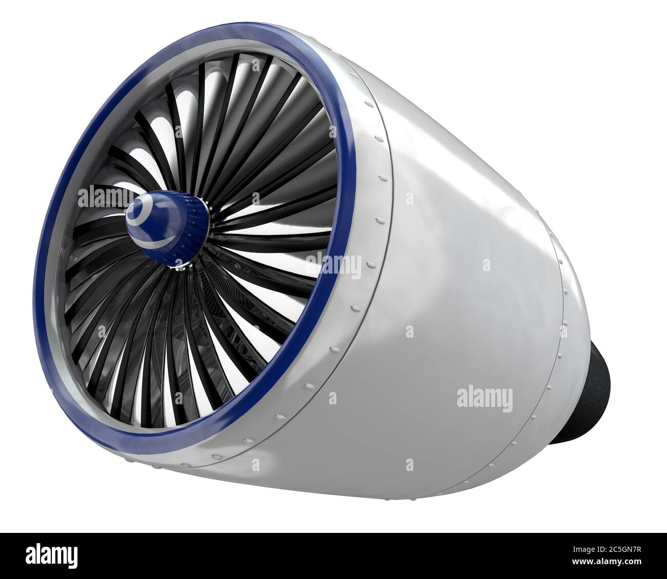 3d render of a modern jet engine. Perspective view. Isolated on white ...