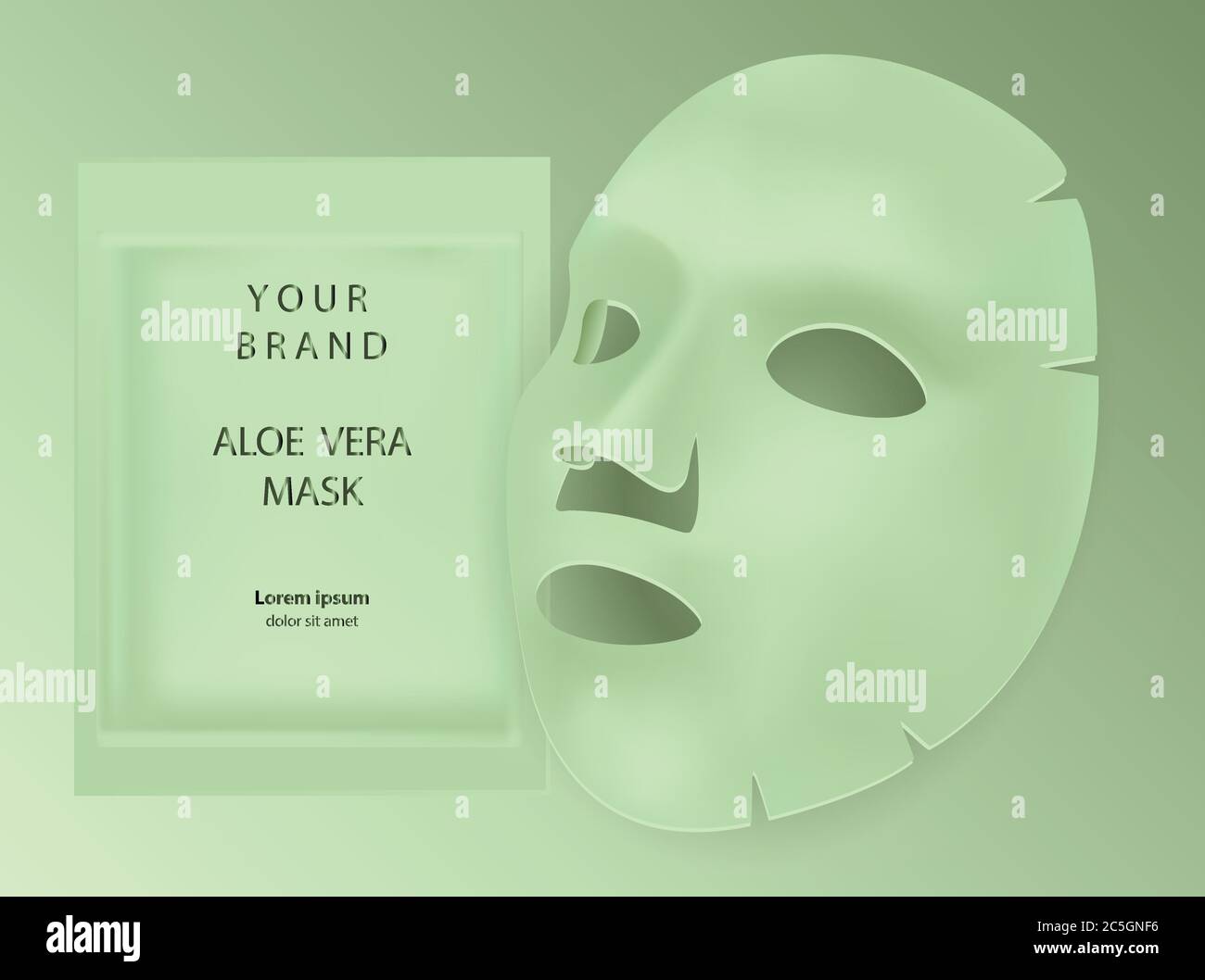 Aloe vera facial mask cosmetics ads. Package design for face mask ...