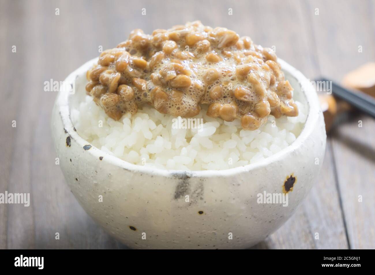 Japanese cooked white rice with Natto Stock Photo - Alamy