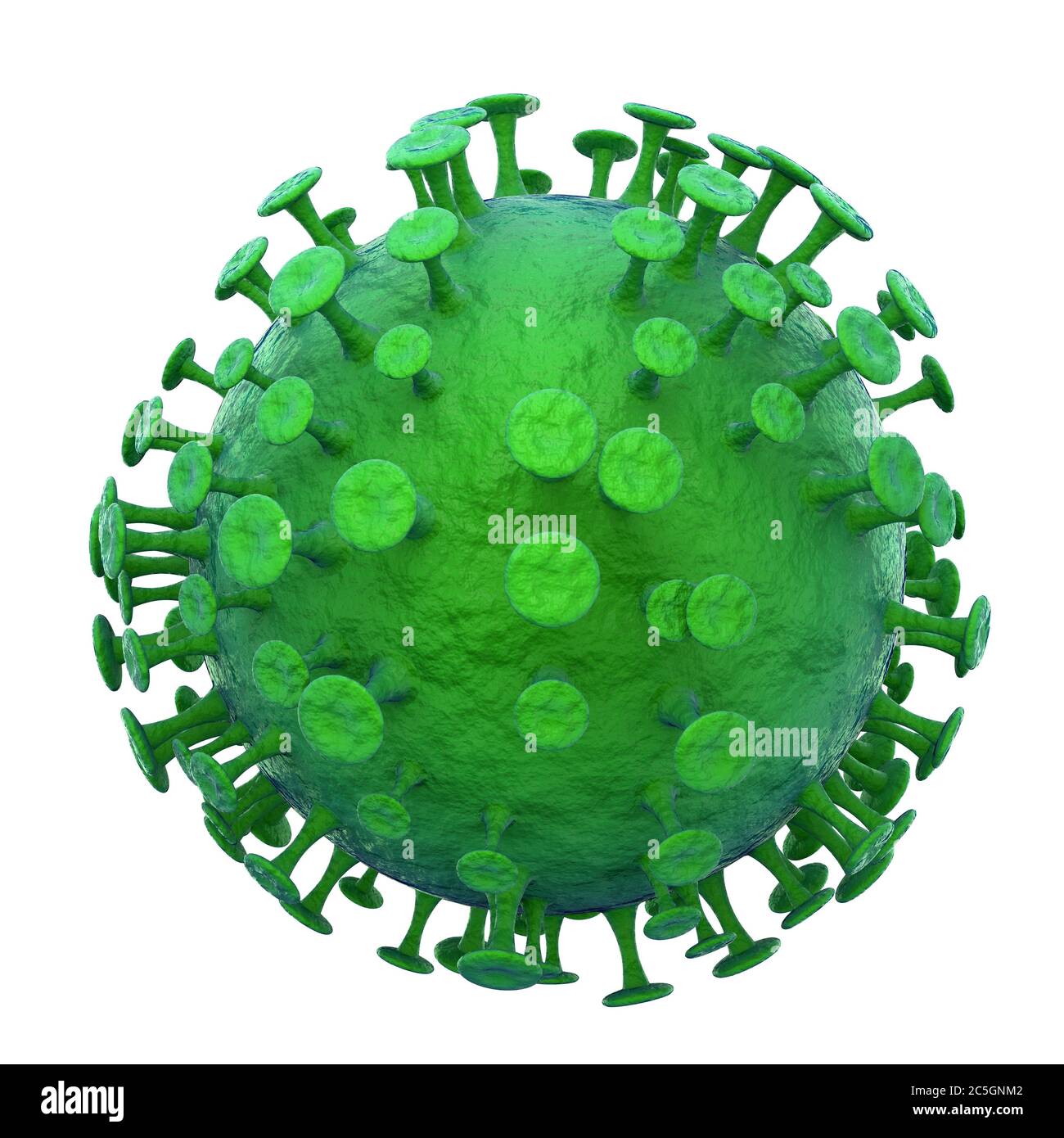 3d render of a green infectious virus cell. Contagious disease concept ...