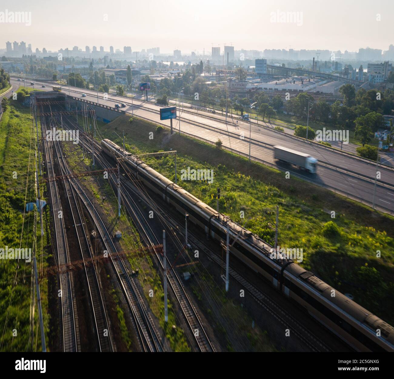 Aerial view traffic along bridge highway hi-res stock photography and ...