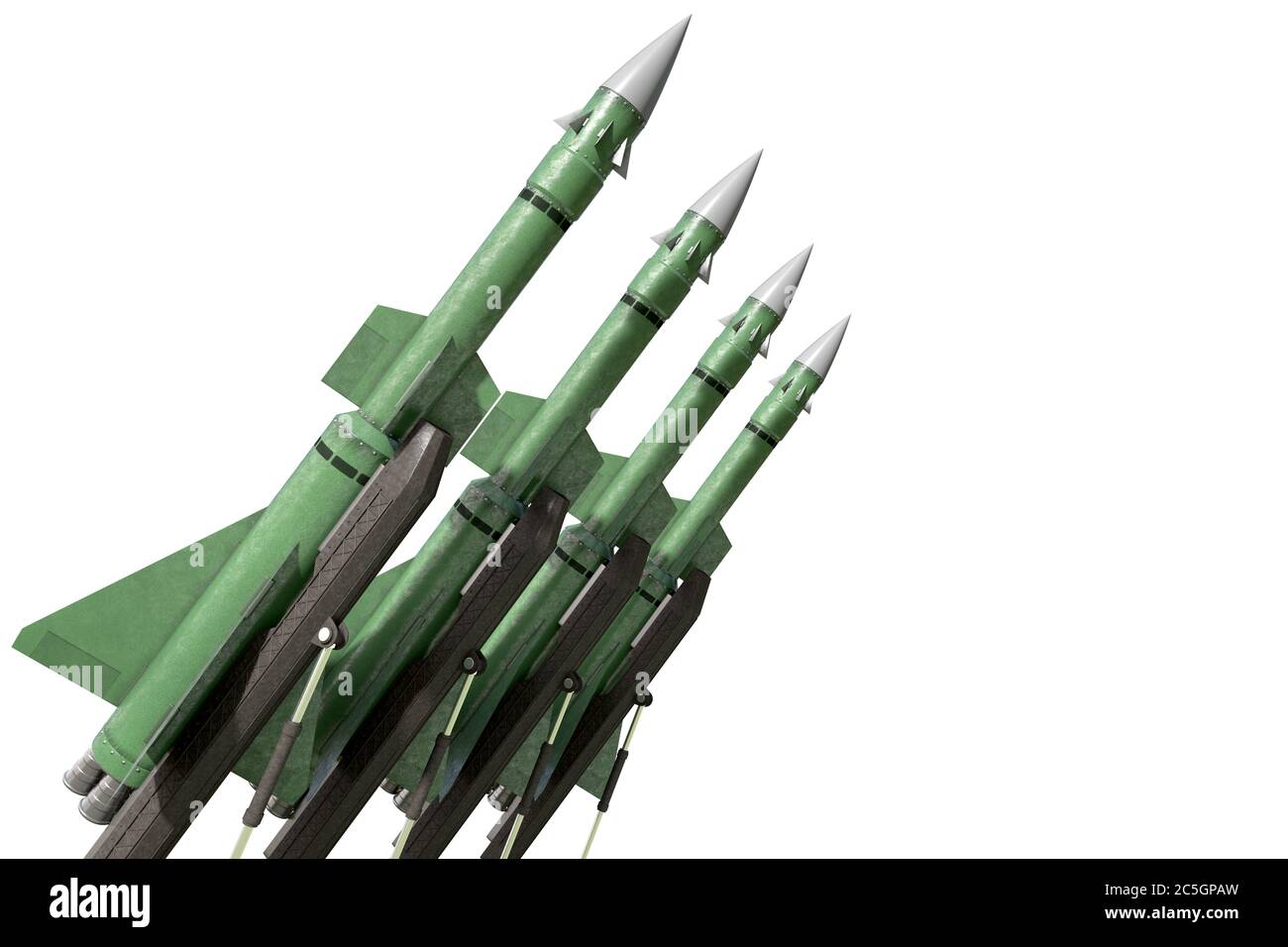 3d render of a big and heavy surface to air guided missiles battery ...