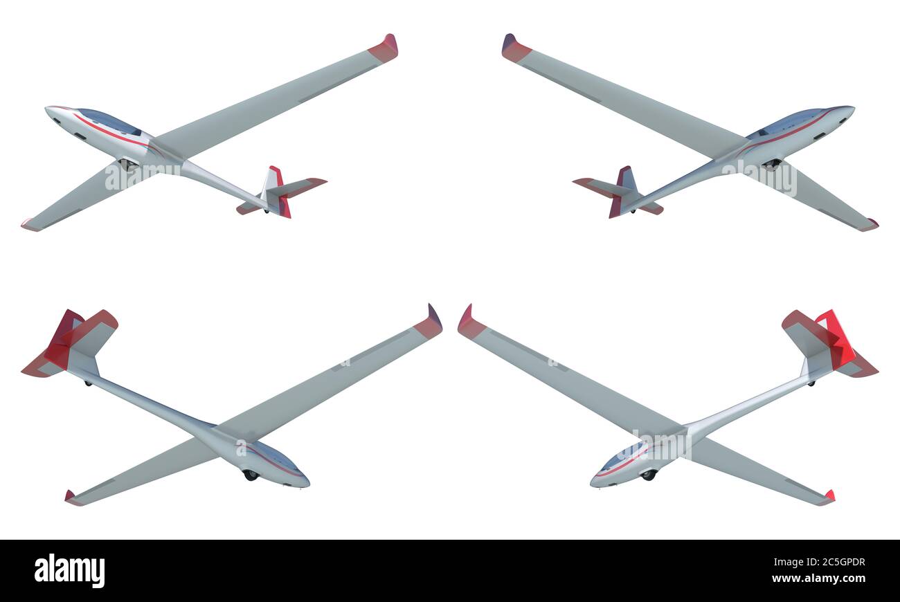 3d render of a twin seater glider from multiple perspective views Stock ...