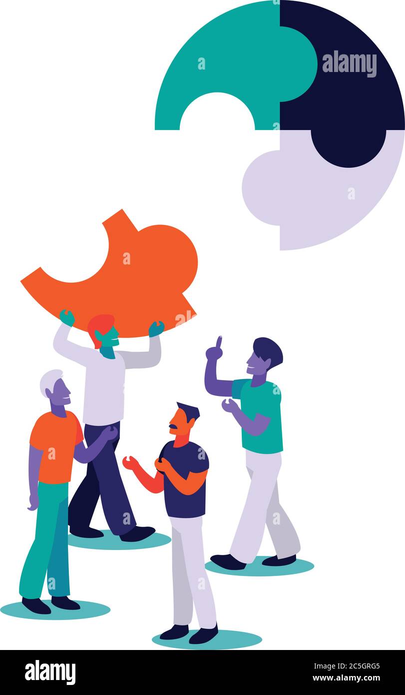 men working together and connecting ideas vector illustration desing ...