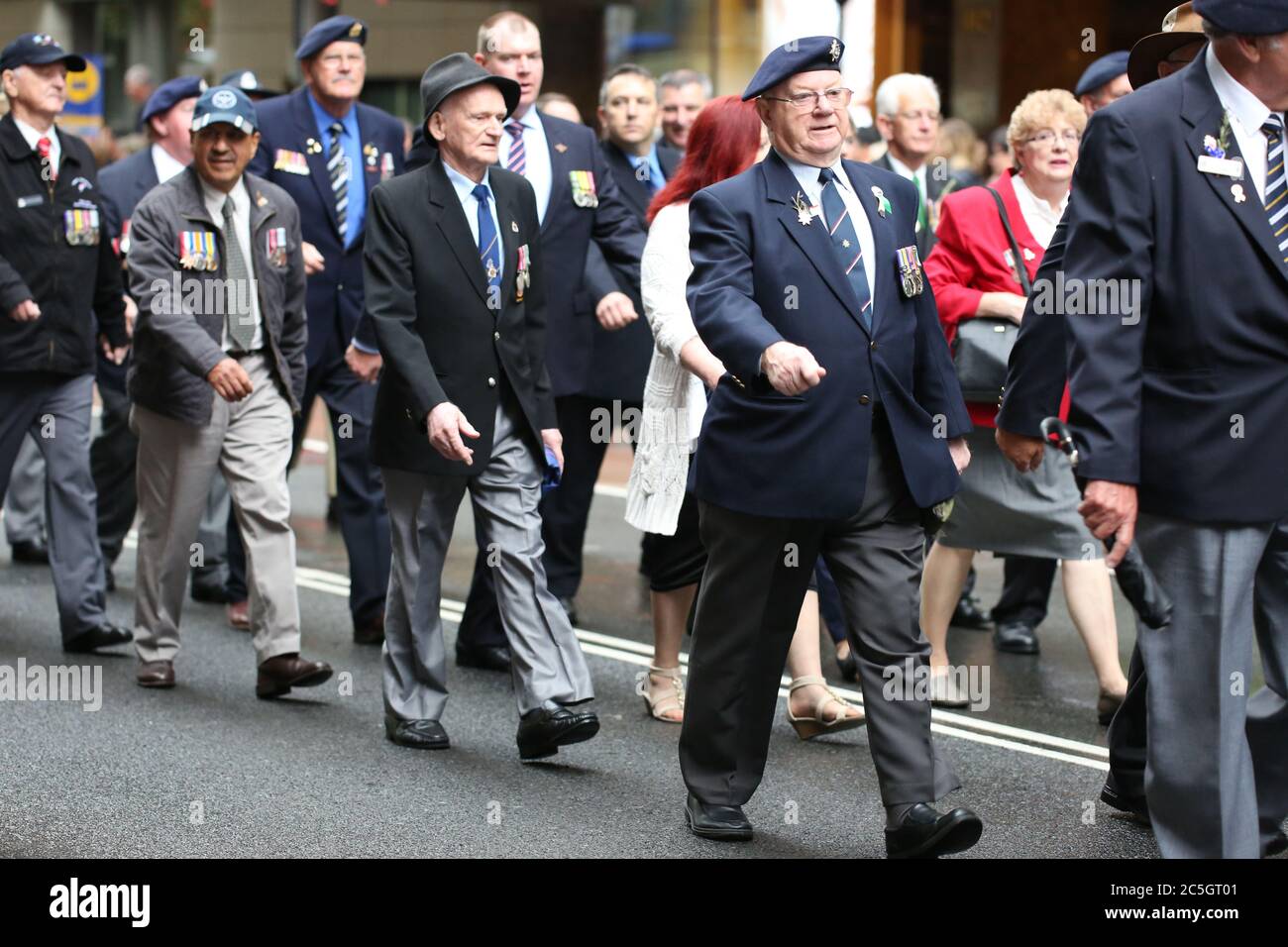 Veterans march along George Street in the annual ANZAC Day Parade in ...