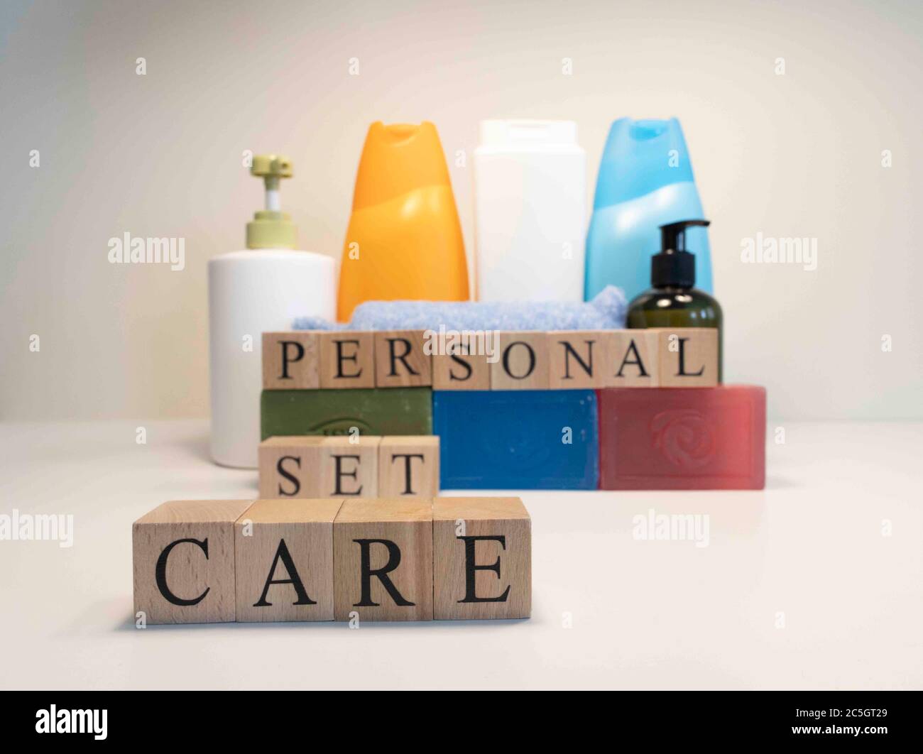 A lot of different cosmetic products for personal care isolated on ...