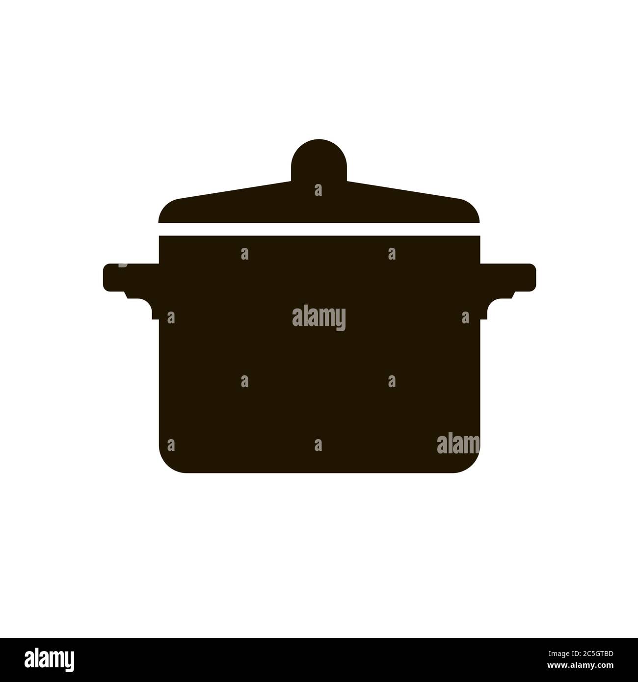 Pan with a lid for cooking soup icon in trendy flat style isolated on ...