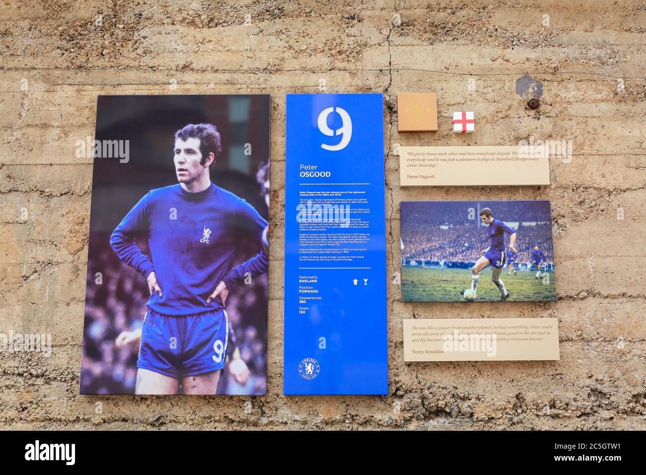 London, UK. The Shed Wall. Peter Osgood. Chelsea Football Club ...