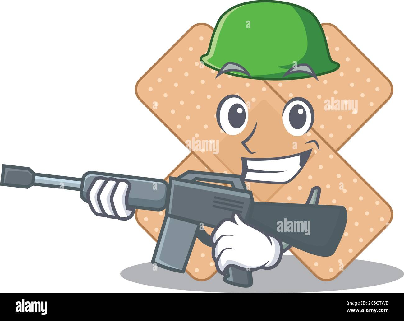 A charming army cross bandage cartoon picture style having a machine ...