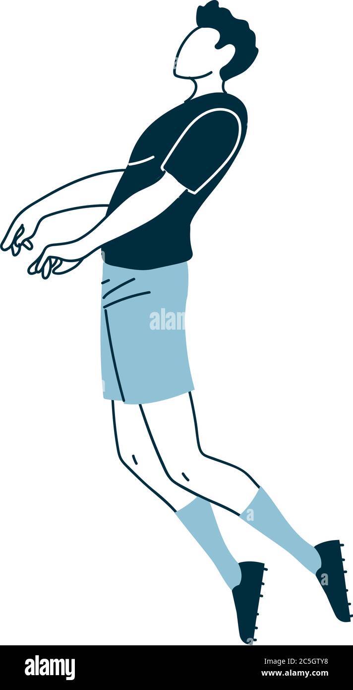 Player man with uniform in aerodynamic position design, Soccer football ...