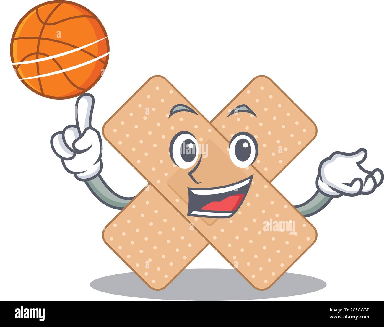 An athletic cross bandage cartoon mascot design with basketball Stock ...