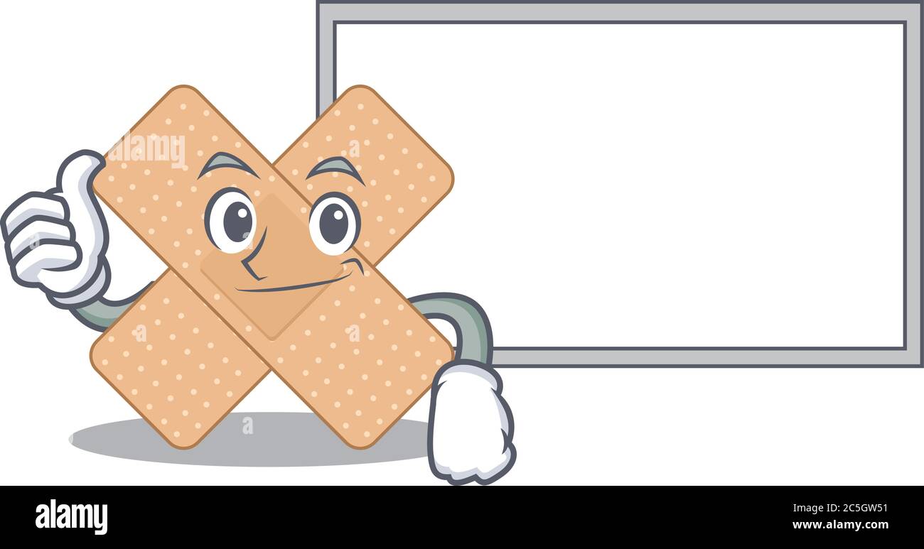 Cross bandage Caricature character design style with a white board ...